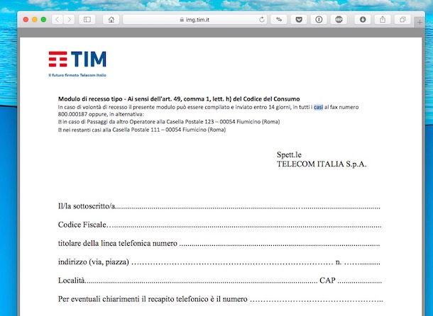 TIM Modulo Disdetta Salvatore Aranzulla TIM Modulo Disdetta Salvatore Aranzulla