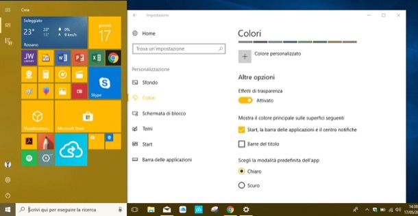 Come cambiare il menu Start di Windows 10 | Salvatore Aranzulla