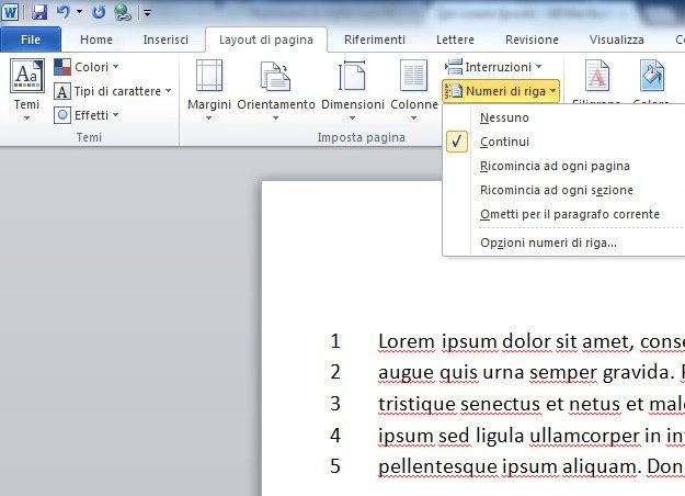 Come numerare le righe in Word | Salvatore Aranzulla