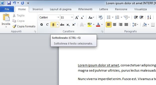 Come sottolineare su Word | Salvatore Aranzulla